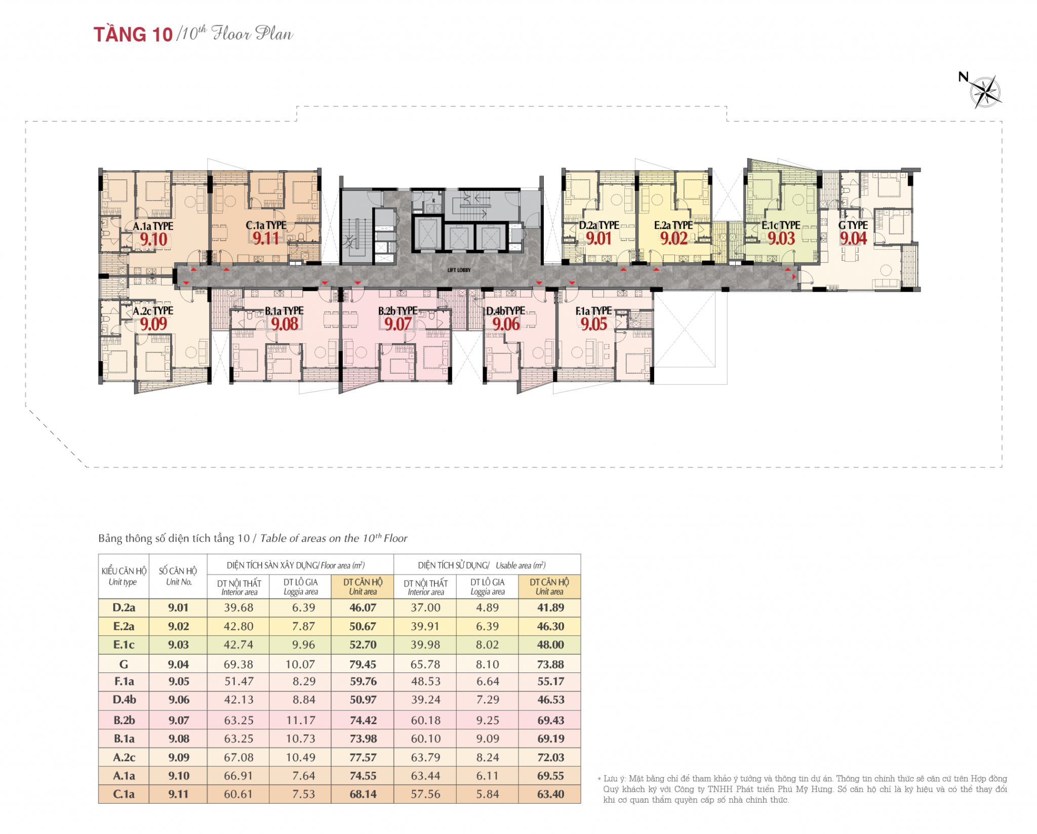 10th floor plan - Phu My Hung The Aurora